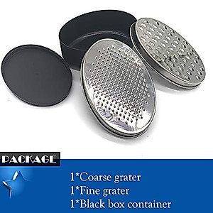 Cheese Grater Citrus Lemon Zester with Food Storage Container & Lid - Perfect For Hard Parmesan Or Soft Cheddar Cheeses, Ginger, Vegetables, Butter, Chocolate & Nutmeg (Black)