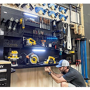 OmniWall 18 Gauge Galvanneal Metal Pegboard 16'' x 32'' OmniPanel (Includes Cleats) for Tools, Black (Black)