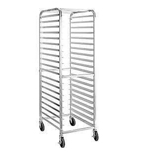 HALLY SINKS & TABLES H Bun Pan Rack 20 Tier with Wheels, Commercial Bakery Racking of Aluminum for Full & Half Sheet - Kitchen, Restaurant, Cafeteria, Pizzeria, Hotel and Home, 26" L x 20" W x 69" H