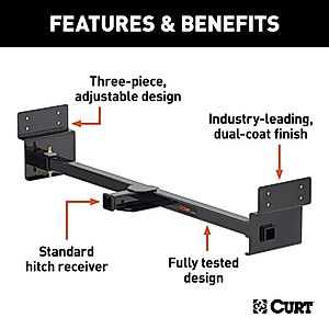 CURT 13703 Camper Adjustable Trailer Hitch RV Towing, 2-Inch Receiver, 3,500 lbs, Fits Frames up to 72 Inches Wide
