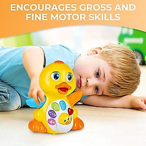 TOYTHRILL Baby Musical Duck Toy, Dancing Walking Yellow Duck - Interactive Action Learning Educational Flapping Light up Dancing Duck with Music