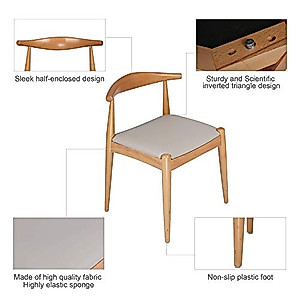 LUCKYERMORE 4 Pcs Assembled Mid-Century Dining Chair Armless Low-Back Side Chair with Faux Leather Seat,Beige