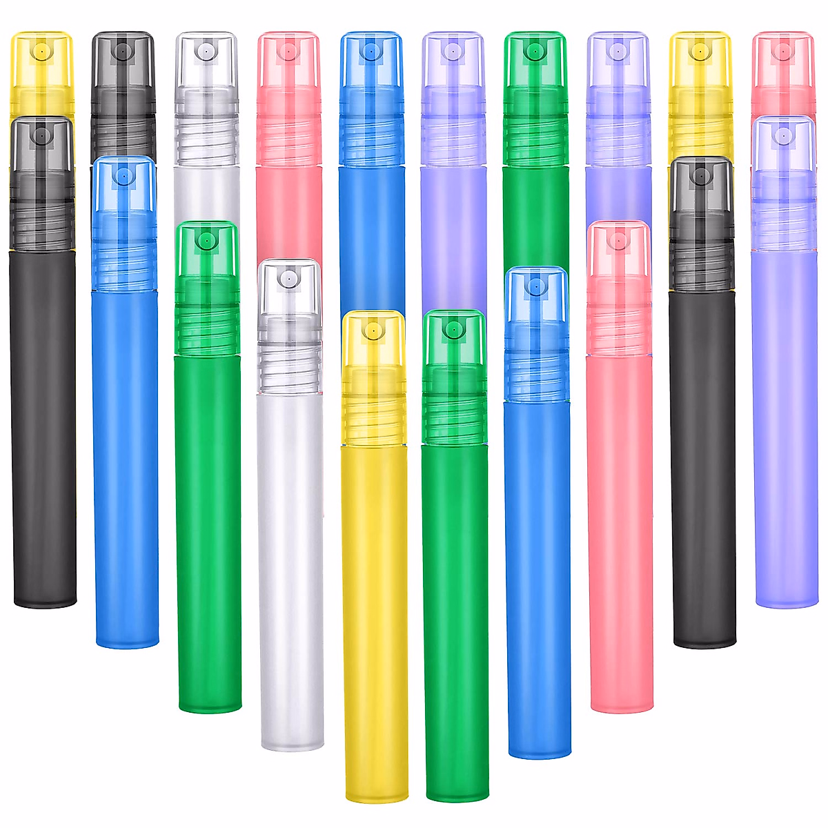 20 Pieces Plastic Frosted Spray Bottle, 10 ml/ 0.34 oz Fine Mist Spray Bottles Colorful Empty Refillable Perfume Bottles Portable Spray Bottle Container for Essential Oils, Travel, Perfume
