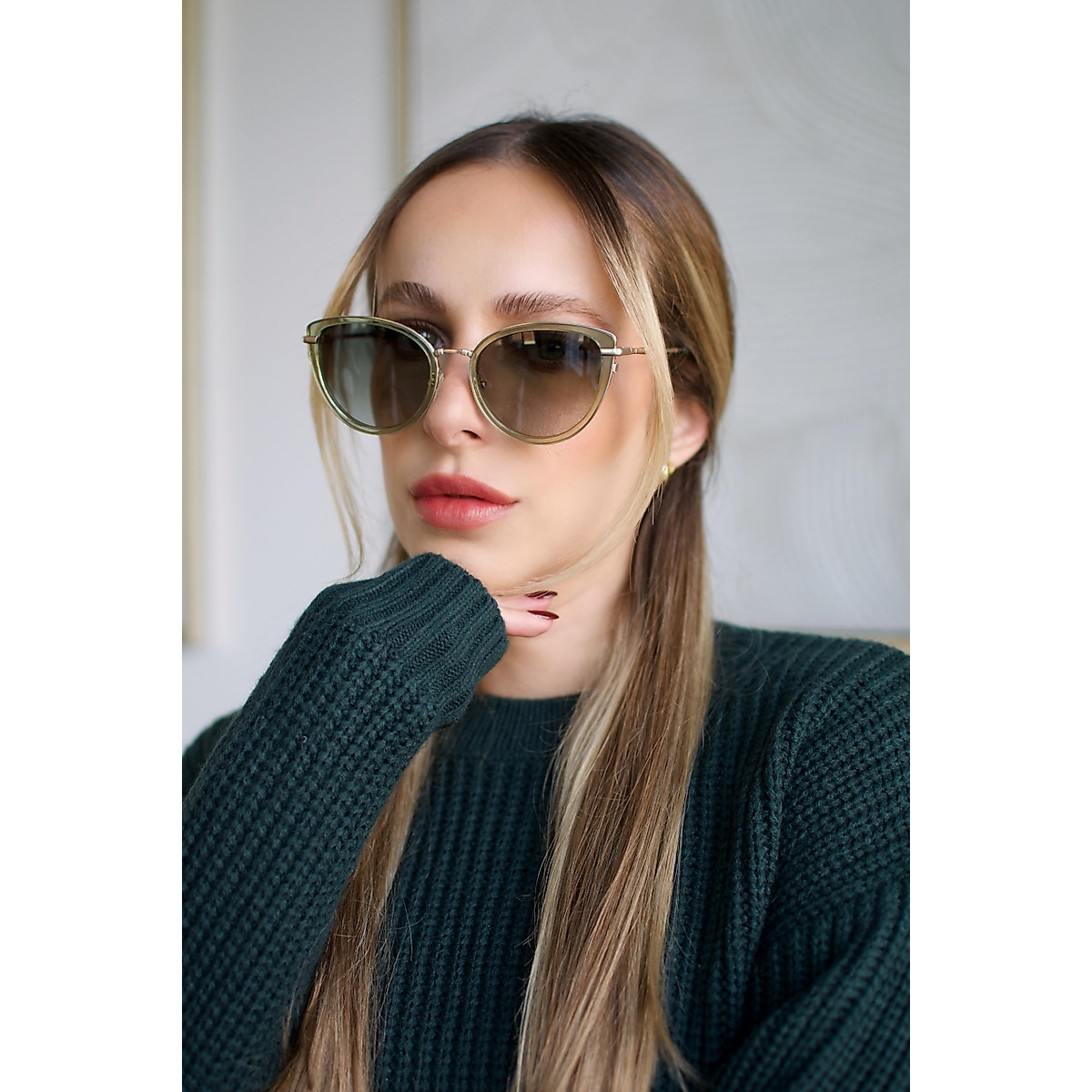 DIFF Star Wars Princess Leia Endor Cat Eye Sunglasses for Women UV400 Protection, Translucent Sage, Gold + Endor Forest Moon Green Polarized