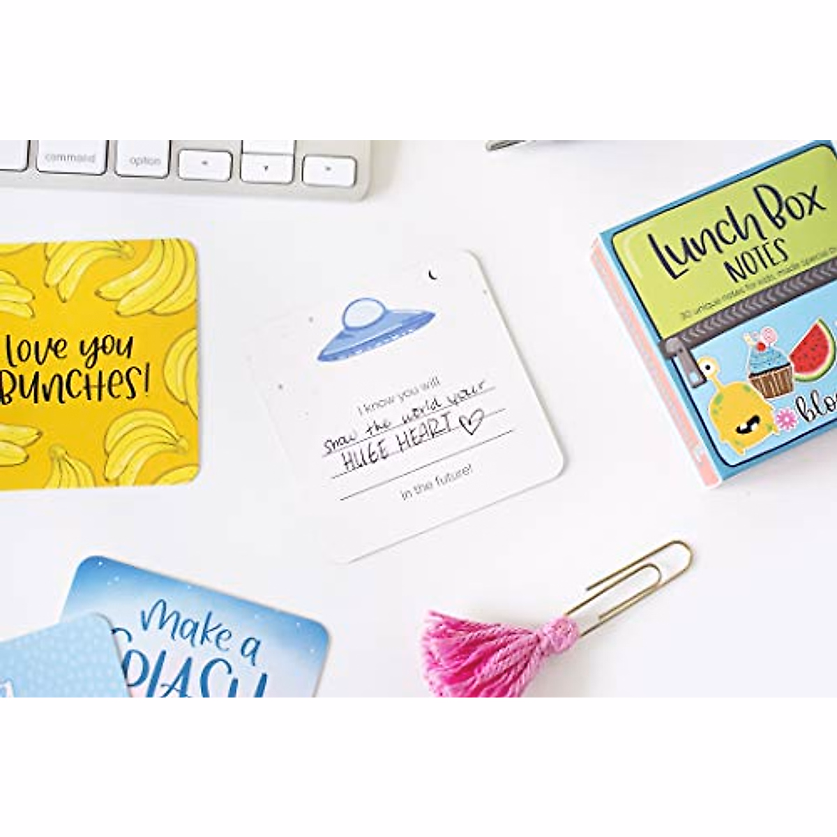bloom daily planners Lunch Box Note Card Deck - Cute Sentimental Quote Cards for Kids - Set of Thirty 3" x 3" Cards - Assorted Designs