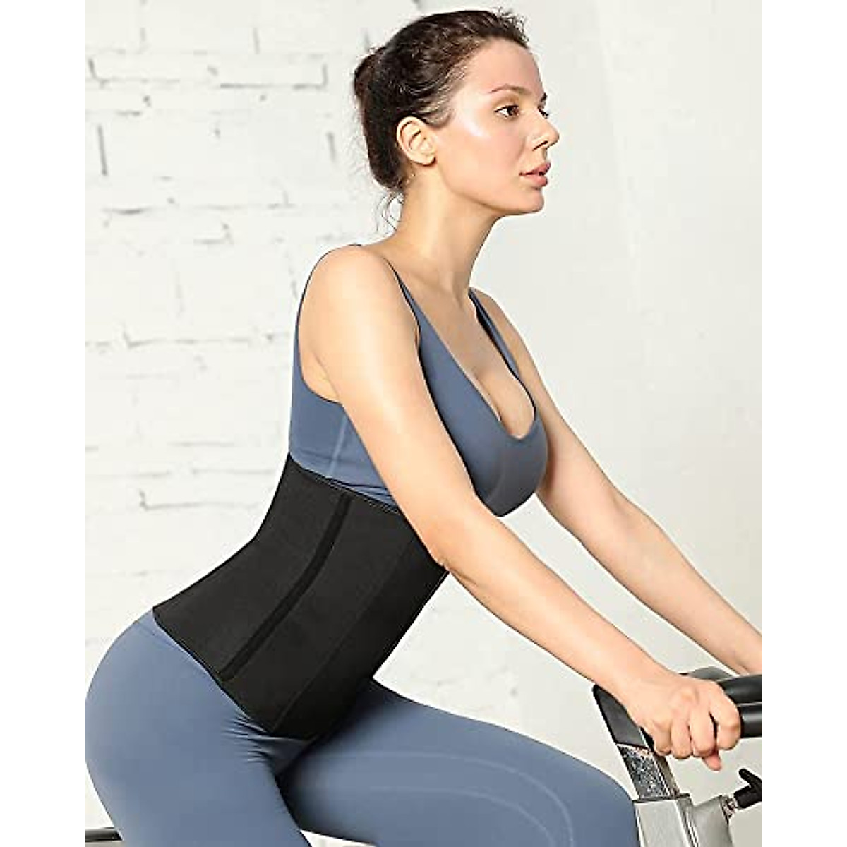 Reamphy Waist Trainer Corset Women Workout Trimmer Sweat Sports Girdle Belt Body Shaper (Black,L)