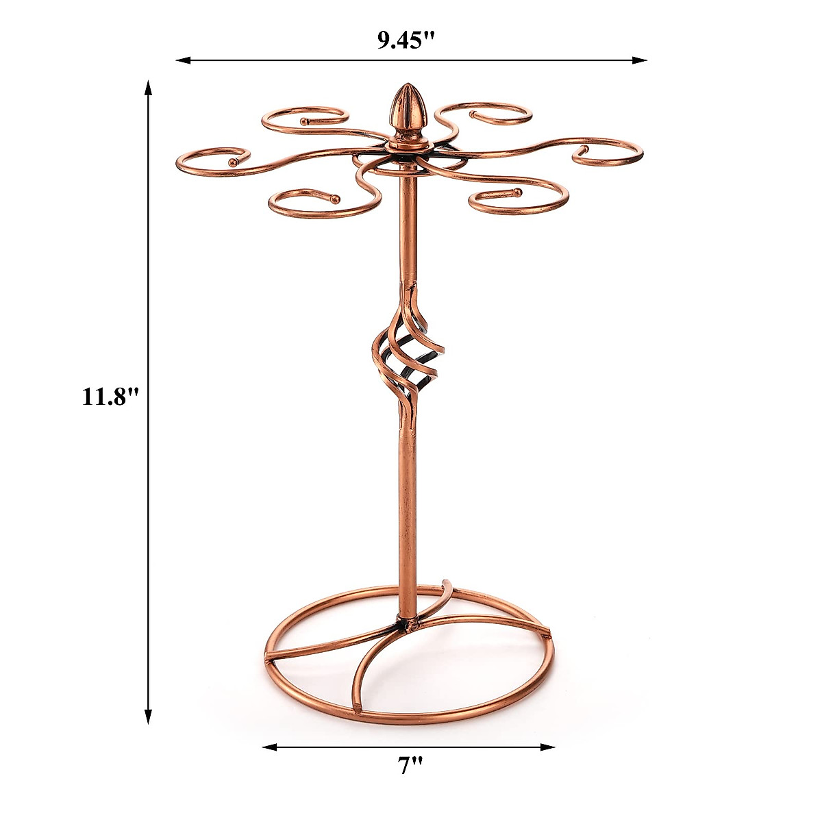 Okllen 2 Pack Scrollwork Wine Glass Rack with 6 Hooks, Metal Stemware Holder Stand Freestanding Wine Glass Holder Display Rack for Tabletop, Bar Countertop, Air Drying, Kitchen Home Storage, Bronze