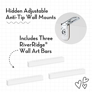 RiverRidge White Book Nook Kids Cubby Storage Cabinet with Bookrack with a 3-Pack Magnetic Art Bar