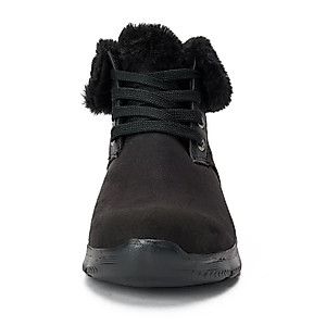 ZZS Women's Winter Snow Ankle Boot-Comfortable Short Booties Outdoor Warm Walking Hiking Shoes Black Size 6.5