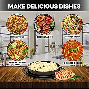 Chicken Shredder Tool Twist Large -Effortless Meat Shredder with Transparent Lid |Versatile Meat Grinder & Slicer for Chicken, Beef, Pork- Heat Resistant Chicken Shredder with Ergonomic Handle (Black)