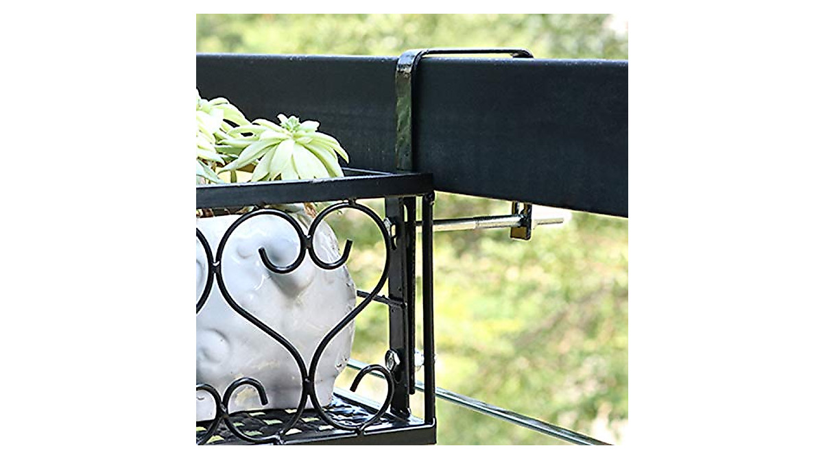 Tosnail Rectangular Metal Railing Plant Stand - Set of 2