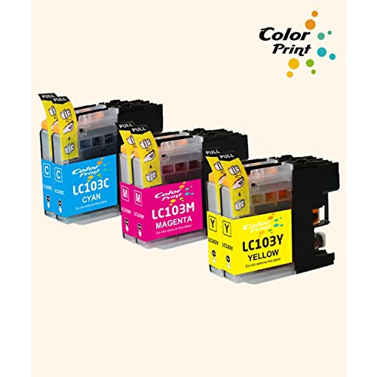 ColorPrint (6-Pack, 2C, 2M, 2Y) Compatible LC-103XL Ink Cartridge Replacement for Brother LC103 LC103XL LC101 Used for MFC-J870DW MFC-J470DW MFC-J450DW MFC J4310DW J4410DW J6920DW J475DW Printer