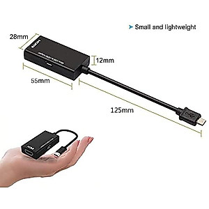 MHL Micro USB to HDMI Cable Adapter, MHL 5pin Phone to HDMI 1080P 4K Video Graphic for Samsung Galaxy/LG/Huawei ect. Android Smart Phones That with MHL Function
