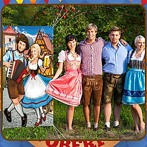 Tudomro Oktoberfest Couple Photo Door Banner Party Decorations 6 x 4 ft Oktoberfest Photo Prop Bavarian Backdrop Door Banner Backdrop Party Supplies for Oktoberfest Themed Party Decor German