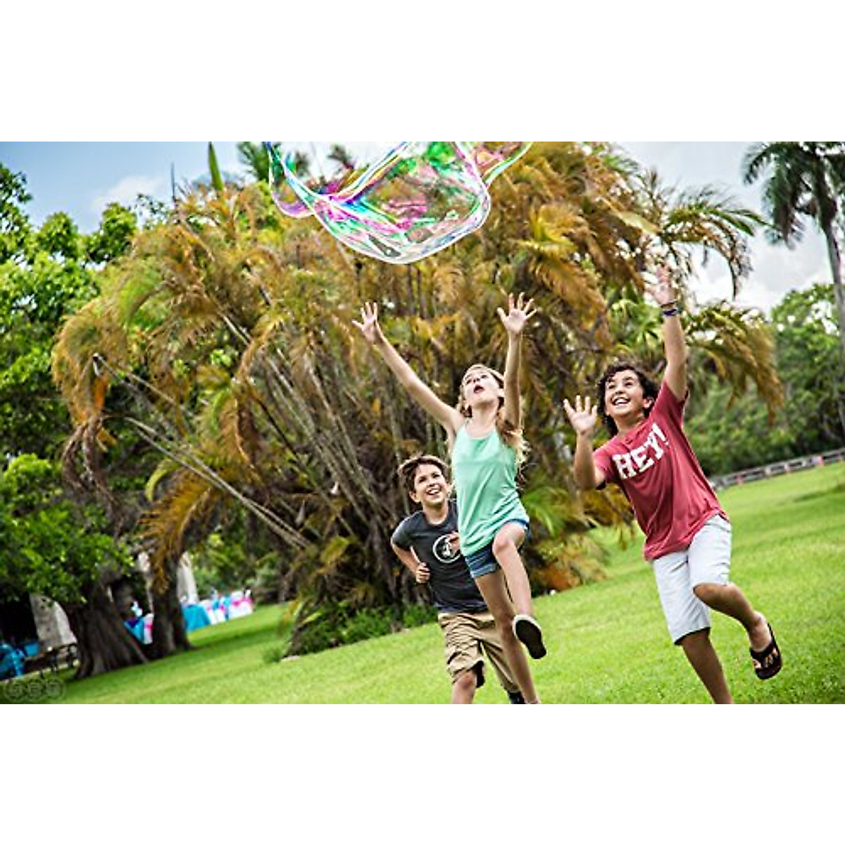 4 Big Bubble Wands & WOWMAZING Giant Bubble Powder Mix-6 Packets Makes 6 GALLONS | Turns Dish Detergent into Big Bubbles | Non Toxic Safe & Natural | Birthdays, Outdoor Family Fun for Girls & Boys