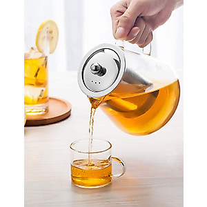 Glass Teapot with Infuser Tea Pot 32oz/43oz Tea Kettle Stovetop Safe Blooming and Loose Leaf Tea Maker Set (32oz/ 950ml)