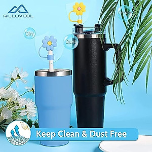 8Pcs 10mm Straw Covers Cap Toppers Compatible with Stanley 30&40 Oz Tumbler with Handle, Reusable Silicone Straw Tips Lids Protectors for Stanley Cups Straws Accessories