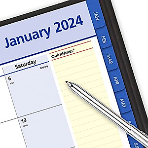 AT-A-GLANCE 2024 Monthly Planner, 7" x 8-3/4", Medium, QuickNotes, Black (76080524)