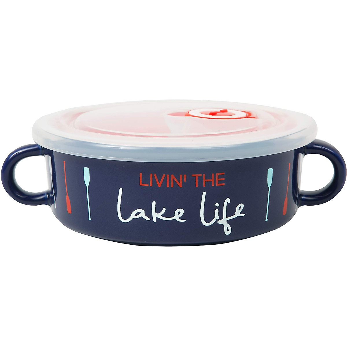 Pavilion - Livin' The Lake Life - 13.5 Oz Double Handled Soup Bowl With Lid