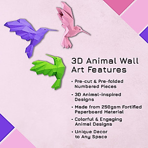 3D Paper Animal Wall & Art Decor - Pre-fold & Pre-cut Papercraft 3D Animal Model Kits - 250 GSM Puzzled 3D Origami Paper - DIY 3D Puzzle by PaperCraft World - Bunny