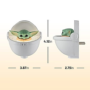STAR WARS LED Night Light, Baby Yoda Floating Carrier, Plug-in, Dusk-to-Dawn Sensor, The Mandalorian, Grogu, UL-Certified, Cute Nightlight for Kids, Bedroom, Bathroom, Hallway, Game Room, 53234
