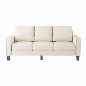 Tiokop Large, Three-seat Classic Chesterfield Settee Sofa Modern 3 Seater Couch Furniture Tufted Back for Living Room (Beige)