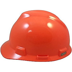 MSA V Cap Style Hard Hats w/FasTrac III Suspensions and Handy Tote Bag - Hi Viz Orange