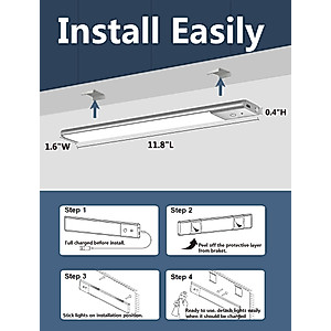 Diomart Under Cabinet Lights, 79 LED Rechargeable Under Cabinet Lighting with Remote, 3 Pack RGB Dimmable led Closet Lights Wireless Under Counter Lights for Kitchen, Stairs, Wardrobe, 15 Colors