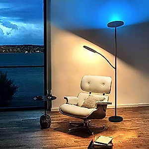 RGB Floor Lamp,Modern LED light Rotatable with Standing Lamp 24W/2000LM Main Light and 10W/350LM Side Reading Lamp, Adjustable Tall Lamps with Remote & Touch &APP Control for Living Room,Bedroom
