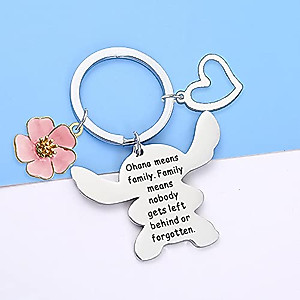 Nfyxcaz Stitch Ohana Keychain Ohana Means Family Key Chain Cartoon Key Ring Stitch Key chain Jewellery Gifts Gift for Best Friend