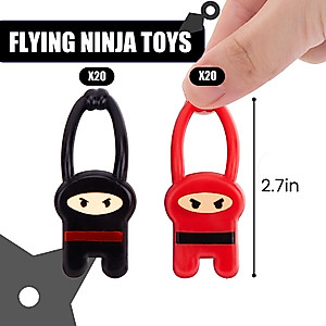 Shindel 40PCS Stretchy Flying Ninjas, Funny Elastic Slingshot Ninja Toys for Boys Girls Great Birthday Gifts Party Favors Classroom Exchange Gift for 8-12