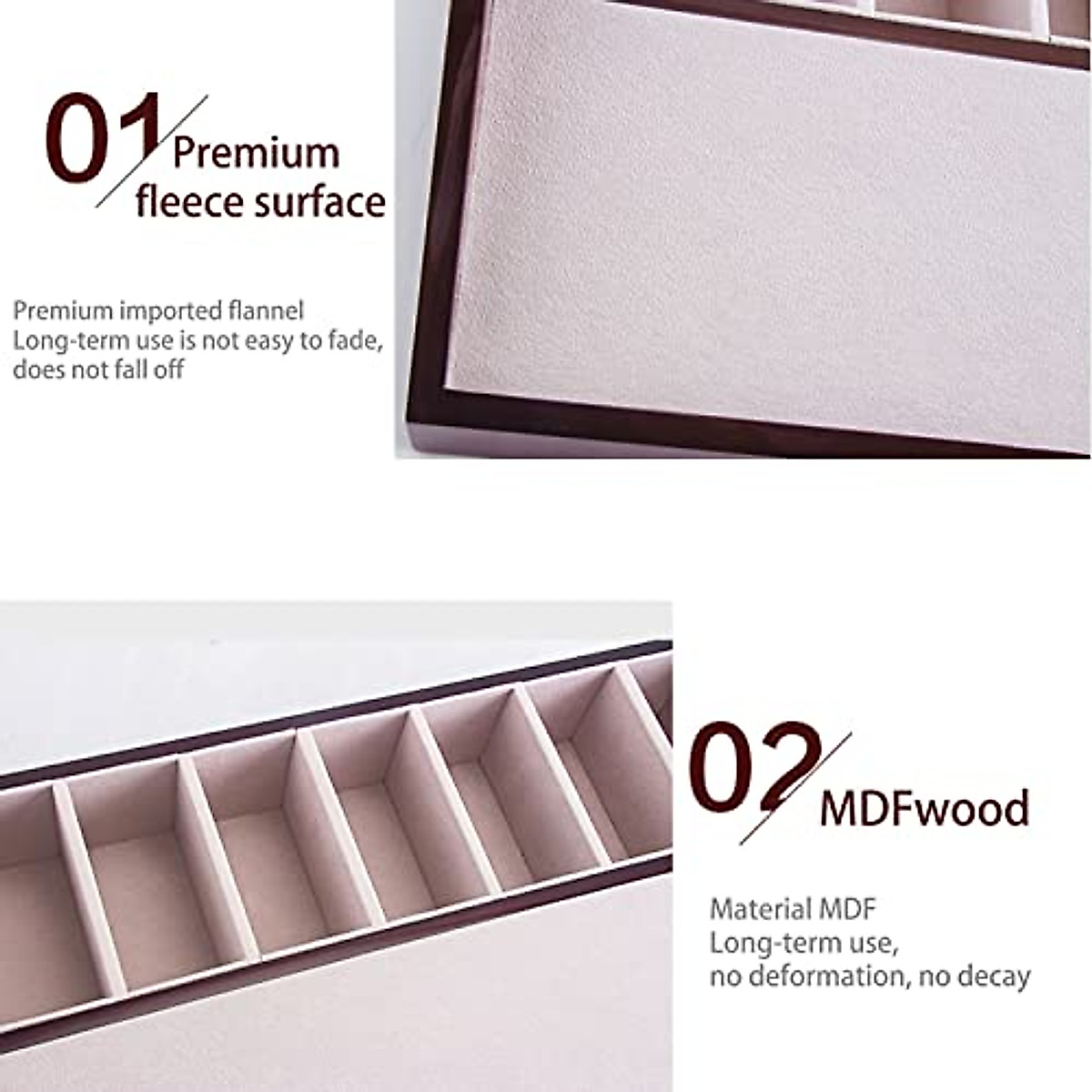 MERLHY High-end Belt Storage Box,Tie Display Case, Lacquer Belt Display Rack Multi-Grid Wooden Grain Belt Box, Perfect etc