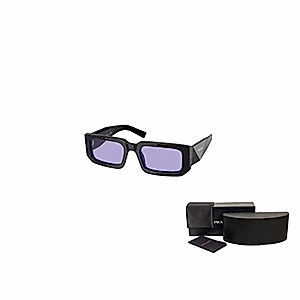 Prada PR06YS 02Z01O 53MM Black/Blue/Violet Rectangle Sunglasses for Men + BUNDLE with Designer iWear Complimentary Eyewear Kit