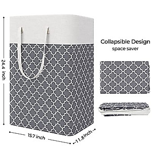 Laundry Basket, 2-Pack Laundry Hamper with Long Handles, Collapsible Laundry Baskets with Large Capacity, Tall Laundry Bin, Clothes Hampers for Laundry Room, Bedroom, Dorm, Toys, 75L, Grey