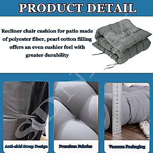 JACOJE Lounge Chair Cushions Chaise Lounger Cushion Soft Sofa Mat Long Bench Cushion for Outdoor Furniture, Indoor Outdoor Recliner Chair Cushion(#2,53x53cm/20.8x20.8in)