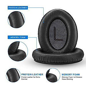 Bose Quiet Comfort 35 Replacemen Ear Cushions Kit by Link Dream Soft Protein Leather Replacement Ear Pad for Bose QC 35/25 / 15 QC2 / Ae2 / Ae2i / Ae2W / Sound Link/Sound True (Black)
