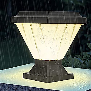 JSBDPHW Outdoor Waterproof LED Pillar Lamp Solar Post Light Double Wing Simple Plastic Column Light Wall Garden Gate Base Light Deck Light Lawn Light
