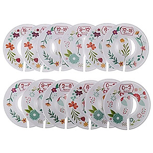 Baluue 24pcscloset Nursery Bedroom Shelf Months or Shelves to Toddler Cartoon Boy Wardrobe Size Age for Flowers from Clothing - Newborn Floral Round Clo Hangers Organizers Printed Infant