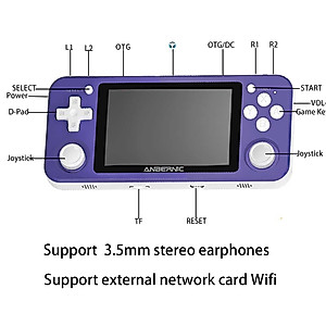 Diketigeey RG351P Handheld Game Console 3.5 Inch IPS Screen Open Source with 16+64G TF 2500 Games 64Bit PS1 PCE 8 Hours Battery Life Open Source System Game Player (Purple)