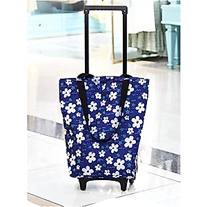 Folding Shopping Bag with Wheels Portable Big Shopping Cart Trolley Bag Reusable Shopping Trolley Storage Bag for Groceries