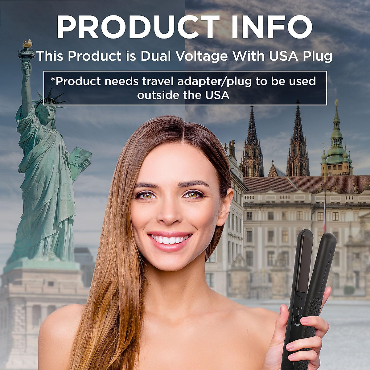 Herstyler Superstyler Onyx Ceramic Flat Iron, Ceramic Hair Straightener With Adjustable Temperature, Travel-friendly Dual Voltage Flat Iron