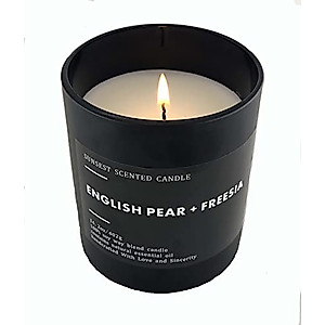 SunSest Scented Candle - English Pear & Freesia - Surprising Gifts -All Natural Soy Wax and 100% Pure Essential