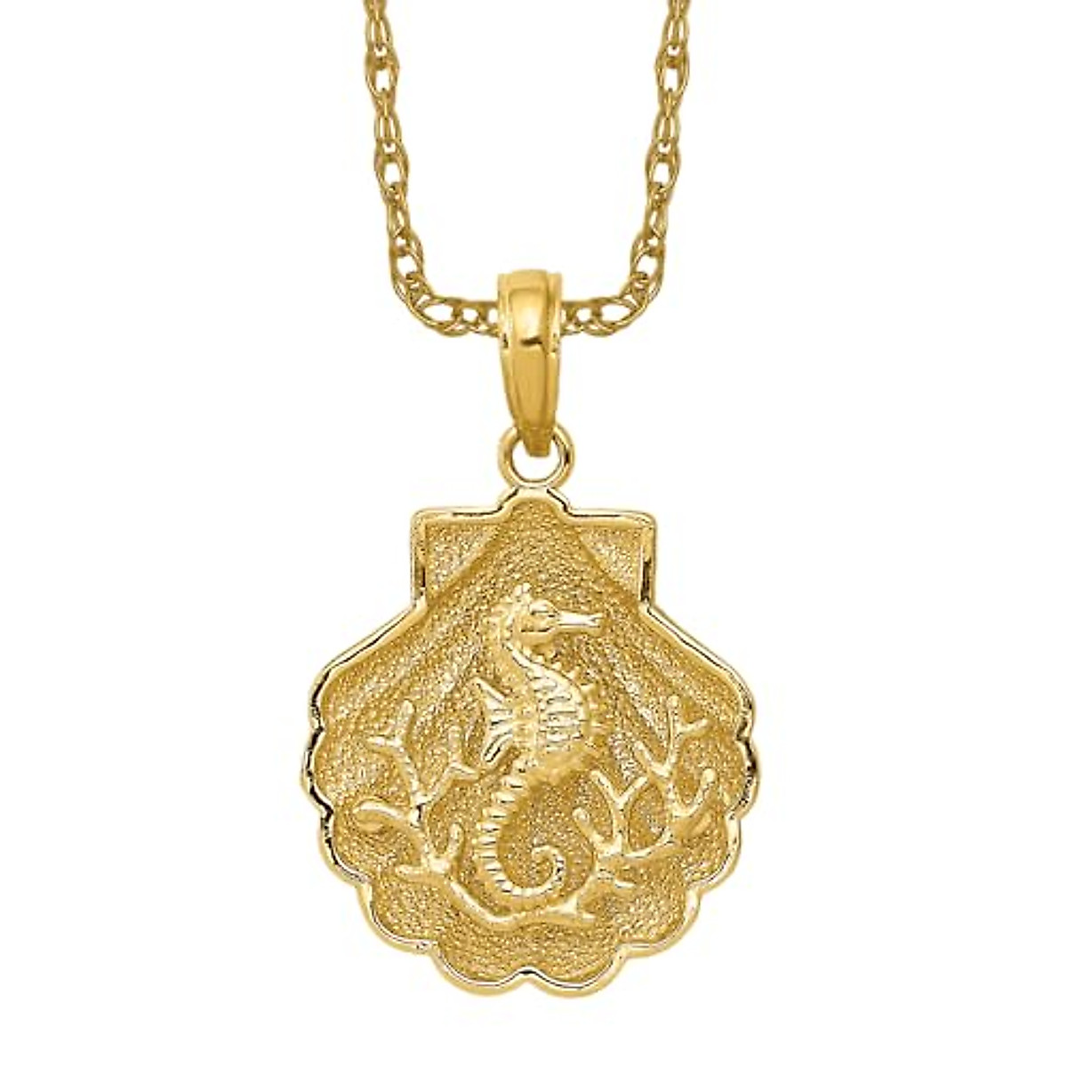 IceCarats 14K Yellow Gold Seahorse Shell Necklace Charm Pendant Only
