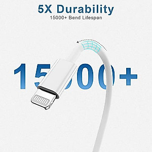 5 Pack [Apple MFi Certified] iPhone Charger 3ft, Apple USB to Lightning Cable 3 Foot, Original Fast iPhone Charging Cord for iPhone 13 Pro Max/iPhone 13/12Pro Max/12 Pro/11/Se2022/XR/X/8/iPad, White