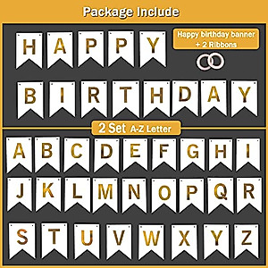 Uorbmaio White Happy Birthday Bunting Banner with Name Banner: Ideal Birthday Party Decorations Favor