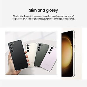 SAMSUNG Galaxy S23 Clear Slim Phone Case, Protective Cover w/Glossy, Thin Design, Protects from Drops and Scratches, Premium, Durable Material, US Version, EF-QS911CTEGUS, Transparent