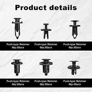 120pcs Retainer Clips Push Type Fasteners 6.8mm 8mm 9mm 10mm - Expansion Screws Replacement Kit with Remover Tool Bumper Push Rivet Clips Compatible with GMC Ford Toyota Honda Chrysler Acura