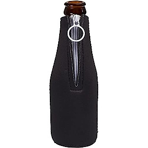 12 oz Black Neoprene Bottle Sleeves with Zipper for Beer, Soda, Beverages (12 Pack)