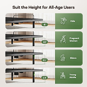 Marsail Massage Adjustable Bed Base Queen, Adjustable Bed Frame with Under-Bed Nightlight, 4 Ports USB A&C, 3 Minutes Fast Assembly, Wireless Control Adjustable Bed with 4 Height Options
