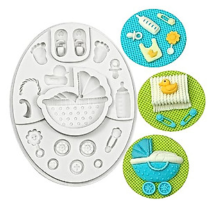 Baby Shower Silicone Mold For Candy Cookie Baby Stroller Fondant Molds For DIY Chocolate Candy Decoration Jewelry Baby Stroller Silicone Mold Cupcake Toppers Mold